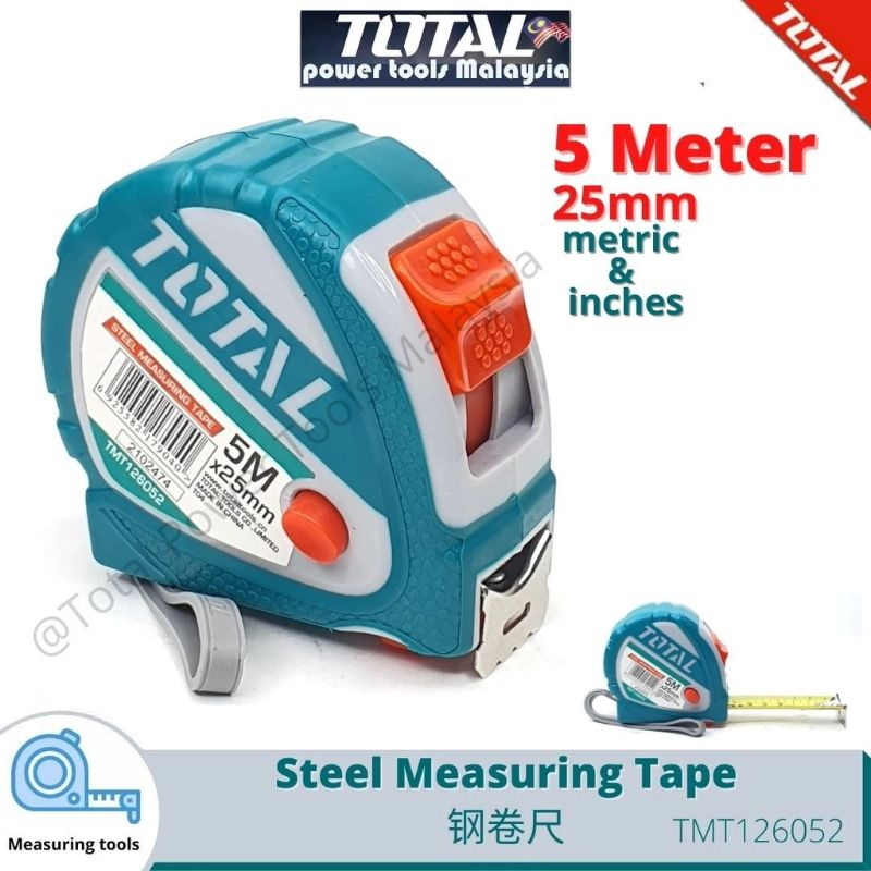 (Ready Stock) TOTAL STEEL MEASURING TAPE 5M X 25MM (TMT126052) | Shopee ...