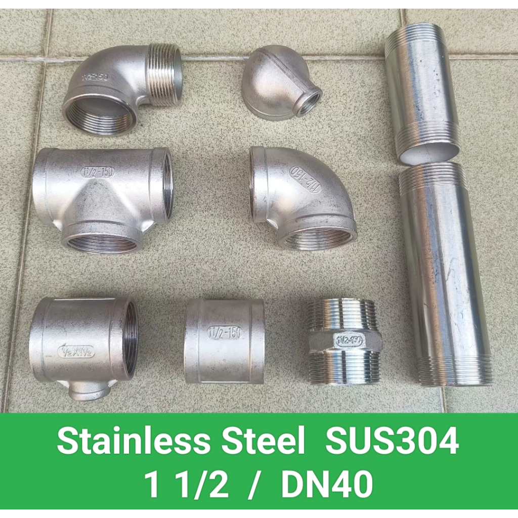 Stainless Steel 304 DN40 1 1/2inch Nipple Socket Elbow Tee Elbow End ...