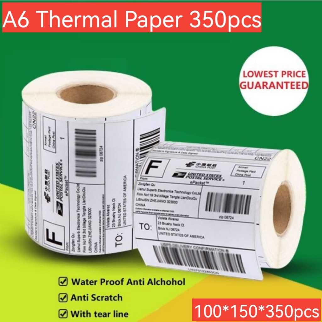 A6 Thermal Paper Label Sticker Thermal Printer Thermal Sticker Air ...