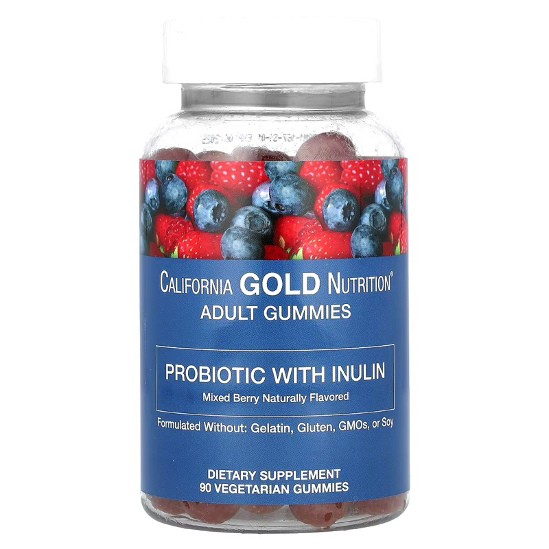 California Gold Nutrition Probiotic with Inulin Gummies, Natural Mixed ...