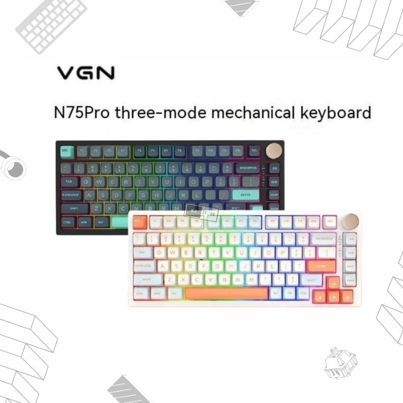 🔥Ready stock🔥VGN N75 Pro Tri-Mode Gasket Mechanical Keyboard RGB ...