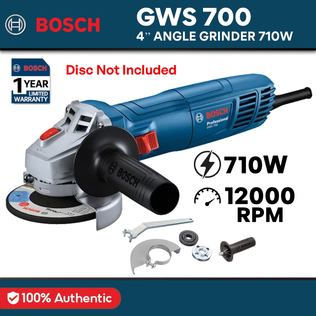 Bosch GWS 700 Angle Grinder 4'' 100MM 710W (06013A31L0) | Shopee Malaysia