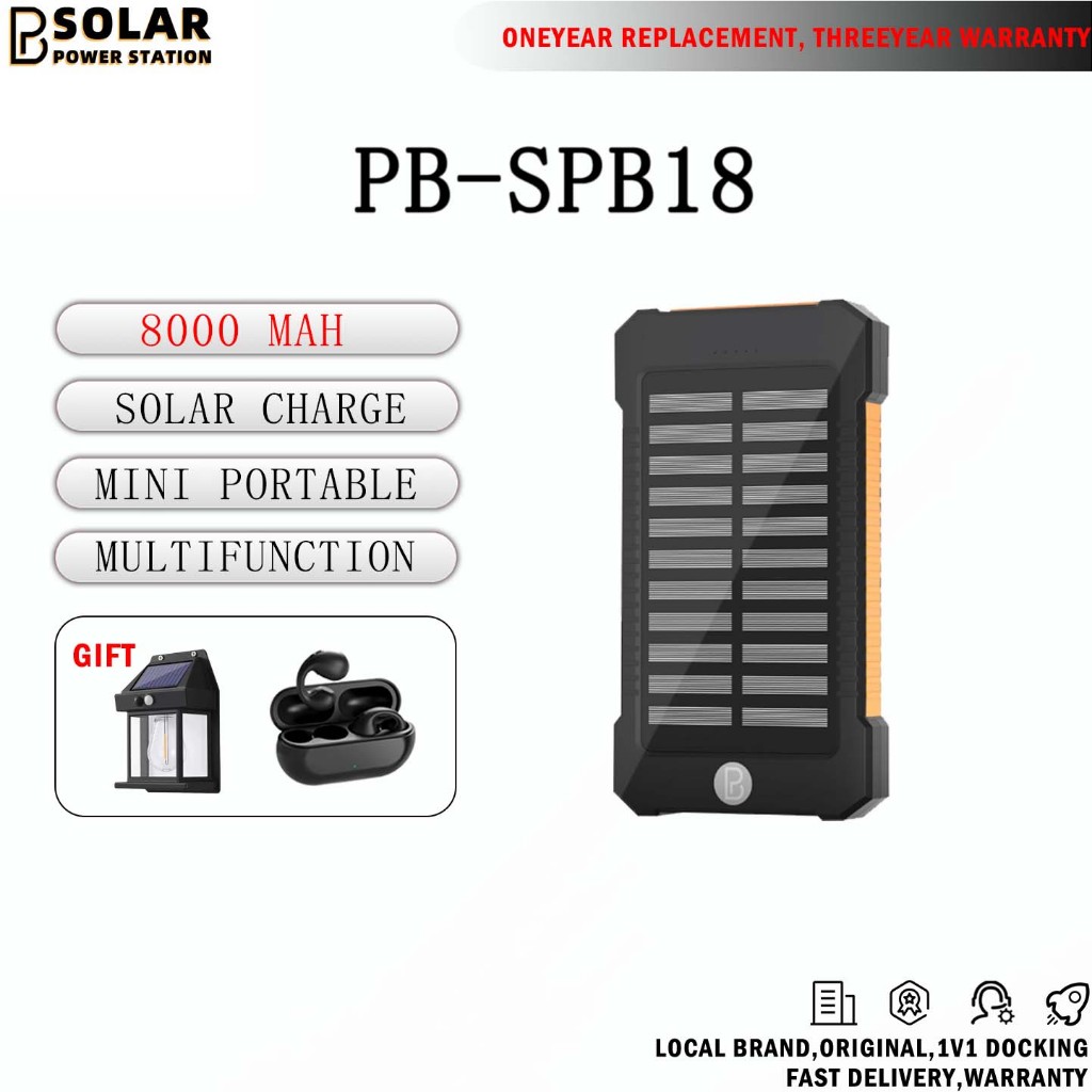 PB solar power bank SPB18 8000mAh Portable Power Station Fast Charging ...