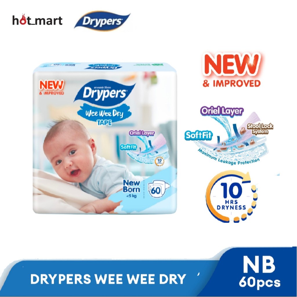 Drypers WeeWee Dry Diaper Newborn NB60 Kain Lampin Pakai Buang Bayi ...