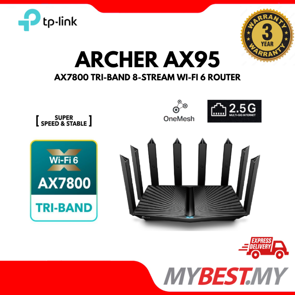 TP-Link Archer AX95 AX7800 Tri-Band Gigabit Wireless Wi-Fi 6 Router ...