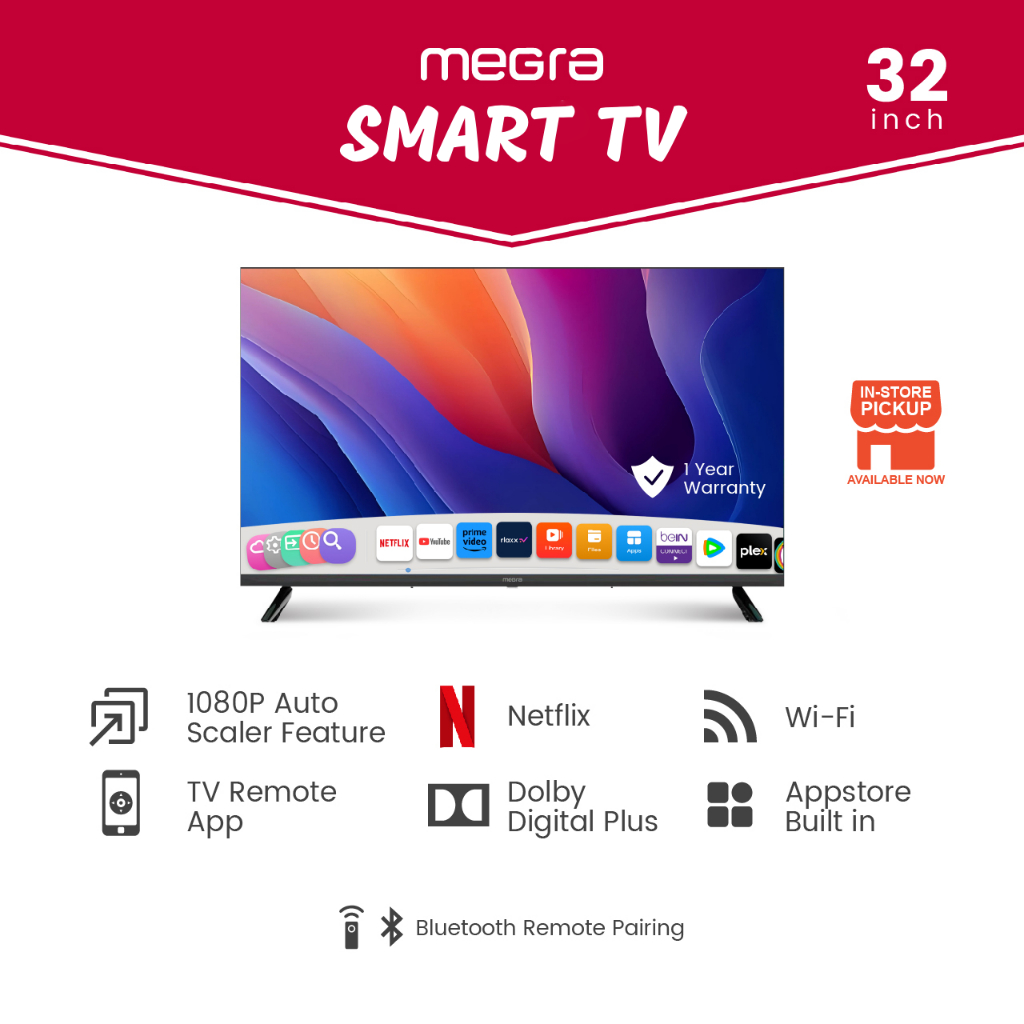 MEGRA TV 32 Inch Smart TV With Netflix Licensing TV LED Smart ...