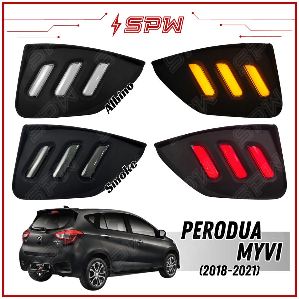 Perodua Myvi (2018-2021) MUSTANG Rear Bumper LED Reflector MG3 G3 DRL ...