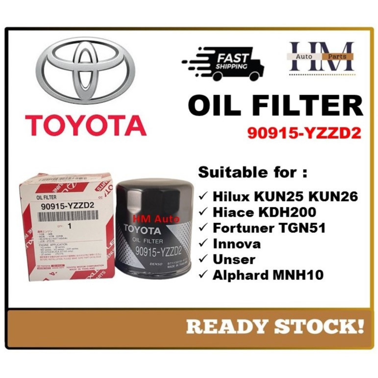 100% Original Toyota Oil filter 90915-YZZD2 For Hilux KUN25 Hiace ...