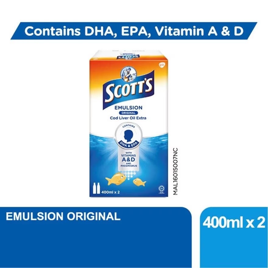 SCOTT'S Emulsion Cod Liver Oil Original DHA & EPA 2X400ML | Shopee Malaysia