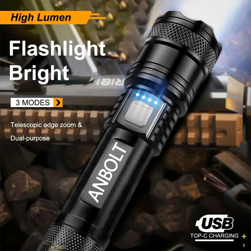 Lampu Suluh White Laser Super Bright Flashlight 3 Mode C Type ...