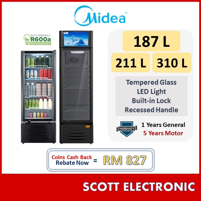(Delivery by Seller Kedah & Penang) Midea 187L 211L 310L Showcase ...