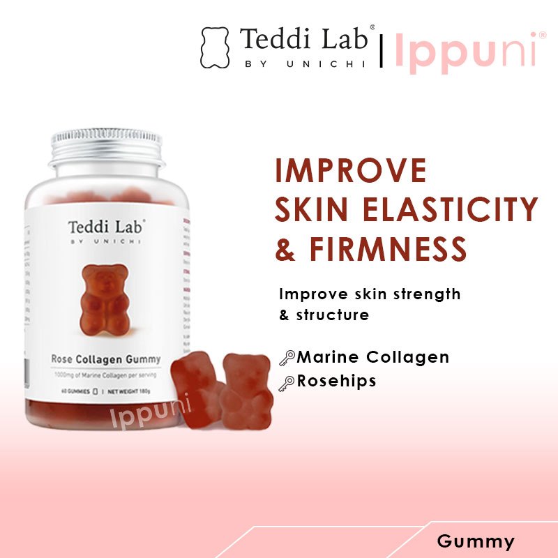 Unichi Teddi Lab Rose Collagen Gummy Rosehip & Rose Flavour 60 Gummies 180g | Shopee Malaysia