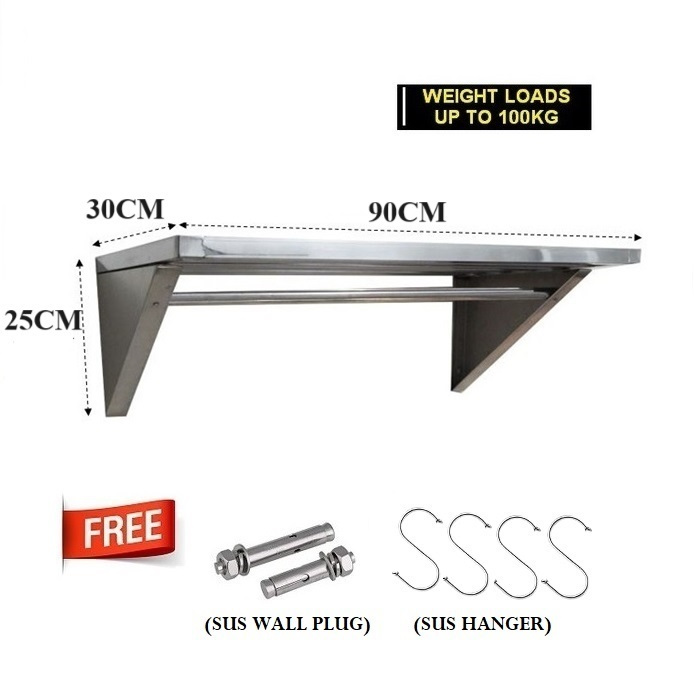 WALL SHELF 墙壁架/ STAINLESS STEEL WALL RACK/ RAK DINDING STORAGE ...