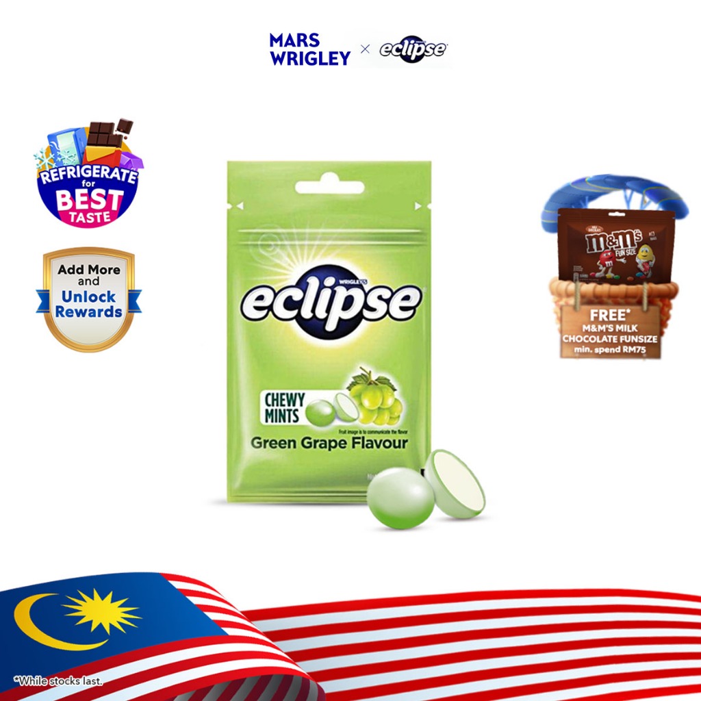 Eclipse Chewy Mints Green Grape Bag 45g Chewy Candy / Fruity | Shopee ...