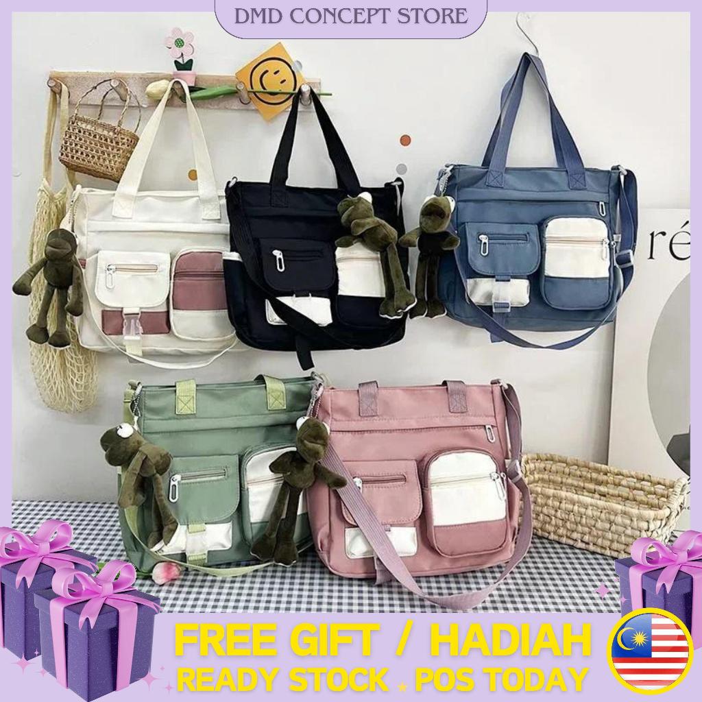 Ins Simple All Match Girl Student Multi Pocket Contrast Colour ...