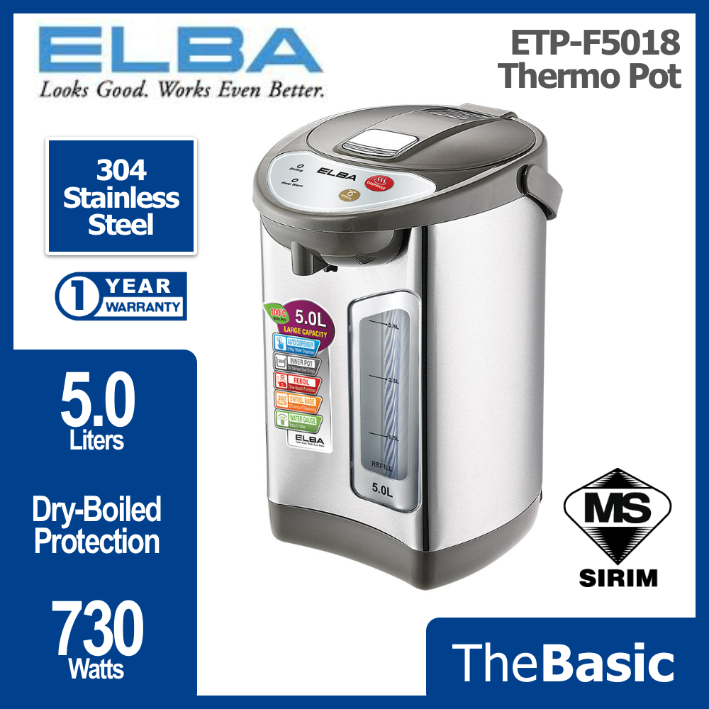 ELBA 5L Round Type Heating Element Thermo Pot ( ETP-F5018 / ETPF5018 ...