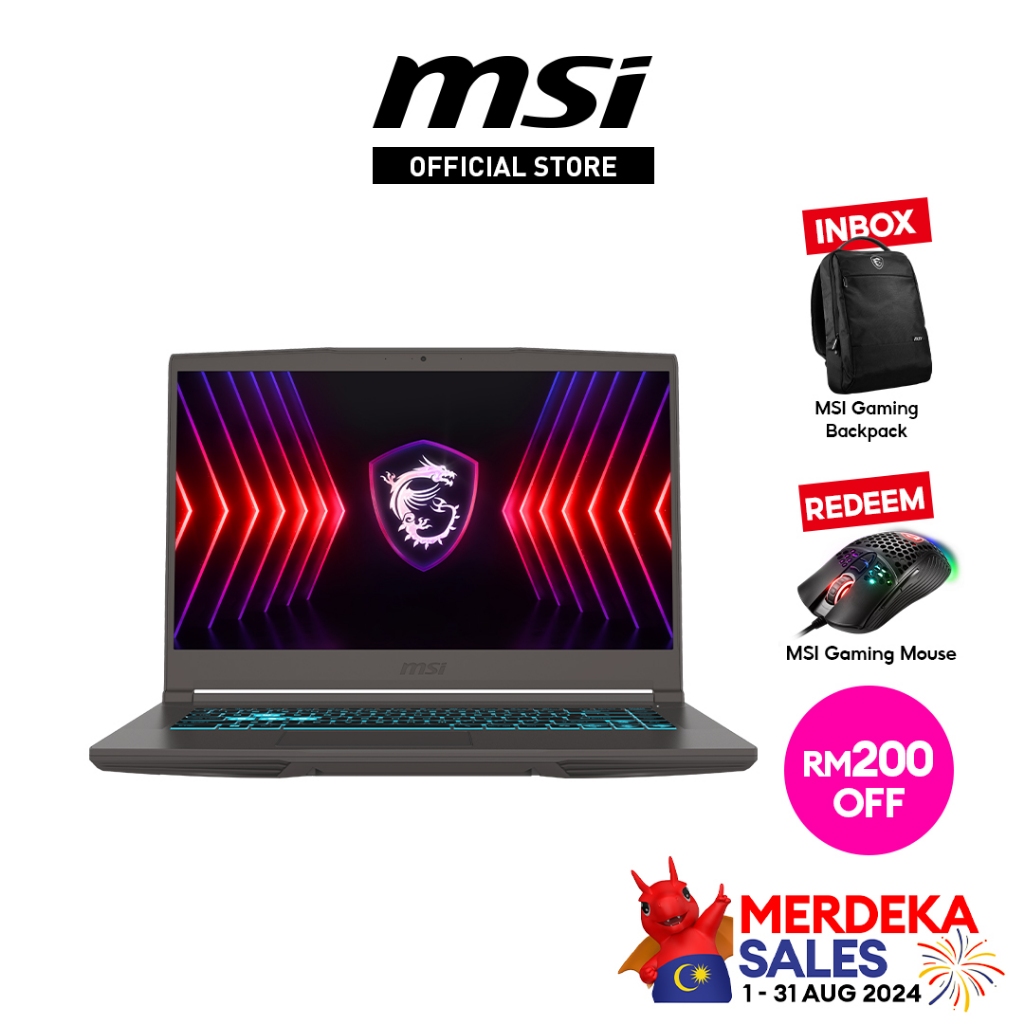 MSI Thin 15 B12UCX-1600 15.6" FHD Gaming Laptop Cosmos Gray | Shopee ...