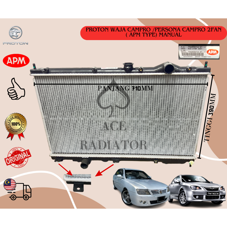 100% ORIGINAL RADIATOR ASSY PROTON WAJA CAMPRO CPS / PERSONA CAMPRO CPS ...