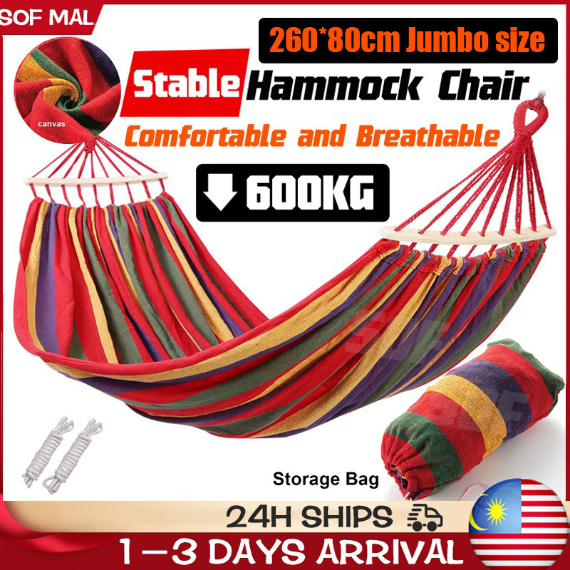 【Ready Stock】Double Wide Thick Canvas Hammock Portable Hammock Outdoor ...