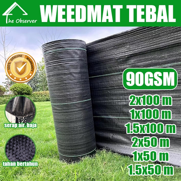Weedmat 90GSM Penutup Tanah Kawalan Rumput 50M/100M Weed Control Mat ...