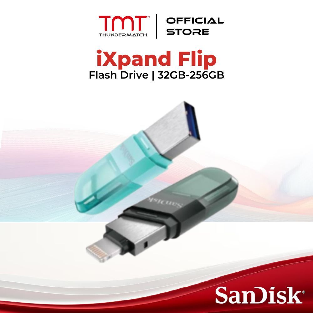 SanDisk iXpand Flip OTG USB Flash Drive (32GB/64GB/128GB/256GB) SDIX90N ...