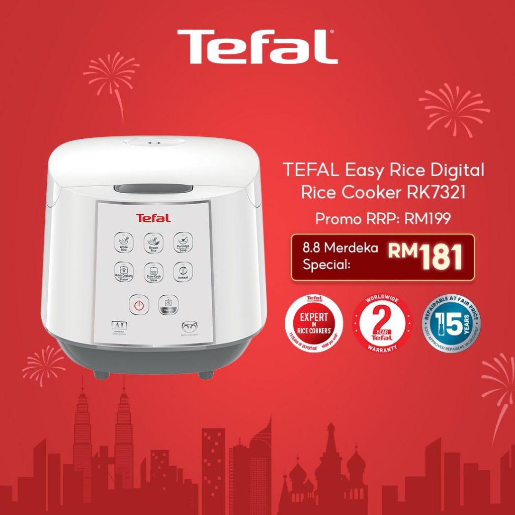 Tefal RK736B / RK7321 Rice Cooker Easy Rice Plus 1.8L 10 Cups (Black ...