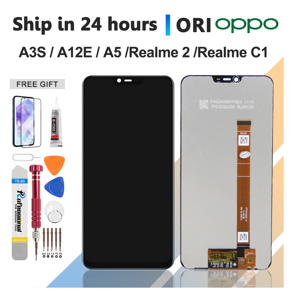 ORIGINAL LCD OPPO A3S/A12E/A5/AX5/REALME C1/REALME 2 RMX1809 Replacement component with border ...