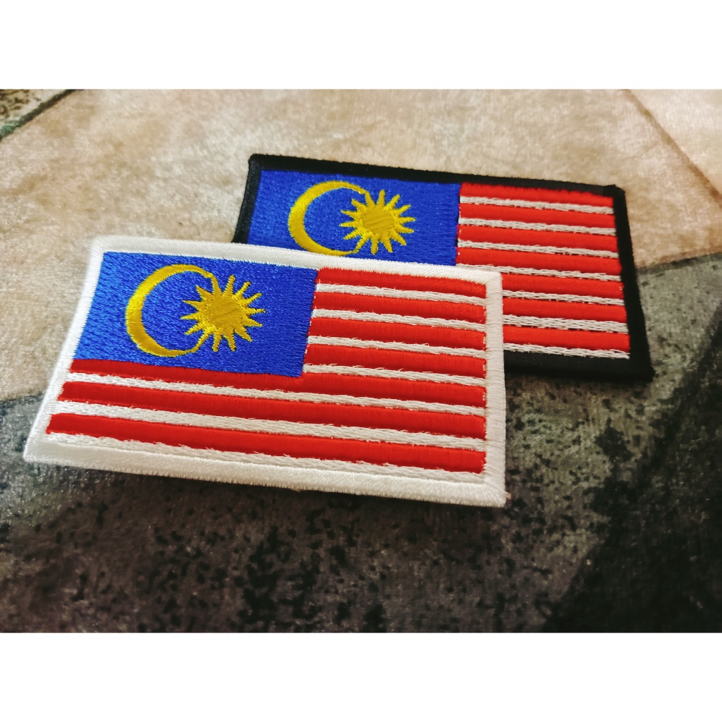 Patch Bendera Malaysia - 5cm x 2.5cm dan 7.5cm x 4cm Patches Malaysian Flag With Emroidery Sulam ...