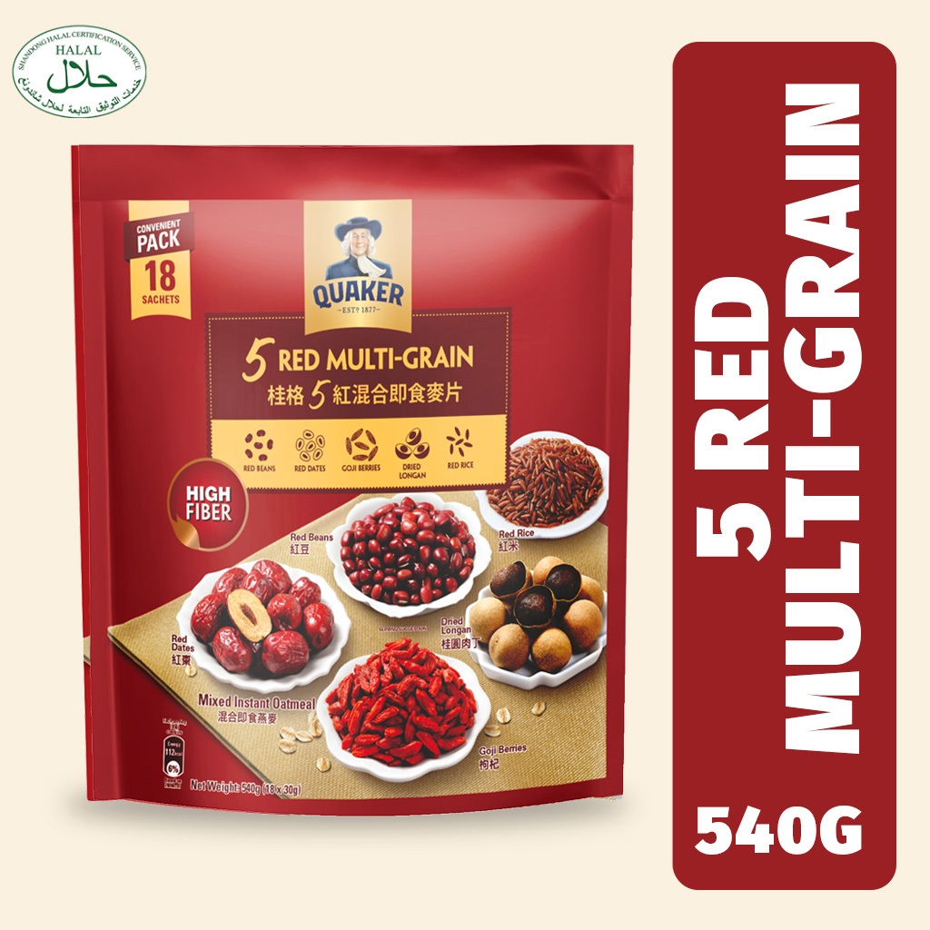 Quaker Five Red Multigrain Mix Oat 30g x 18s | Shopee Malaysia