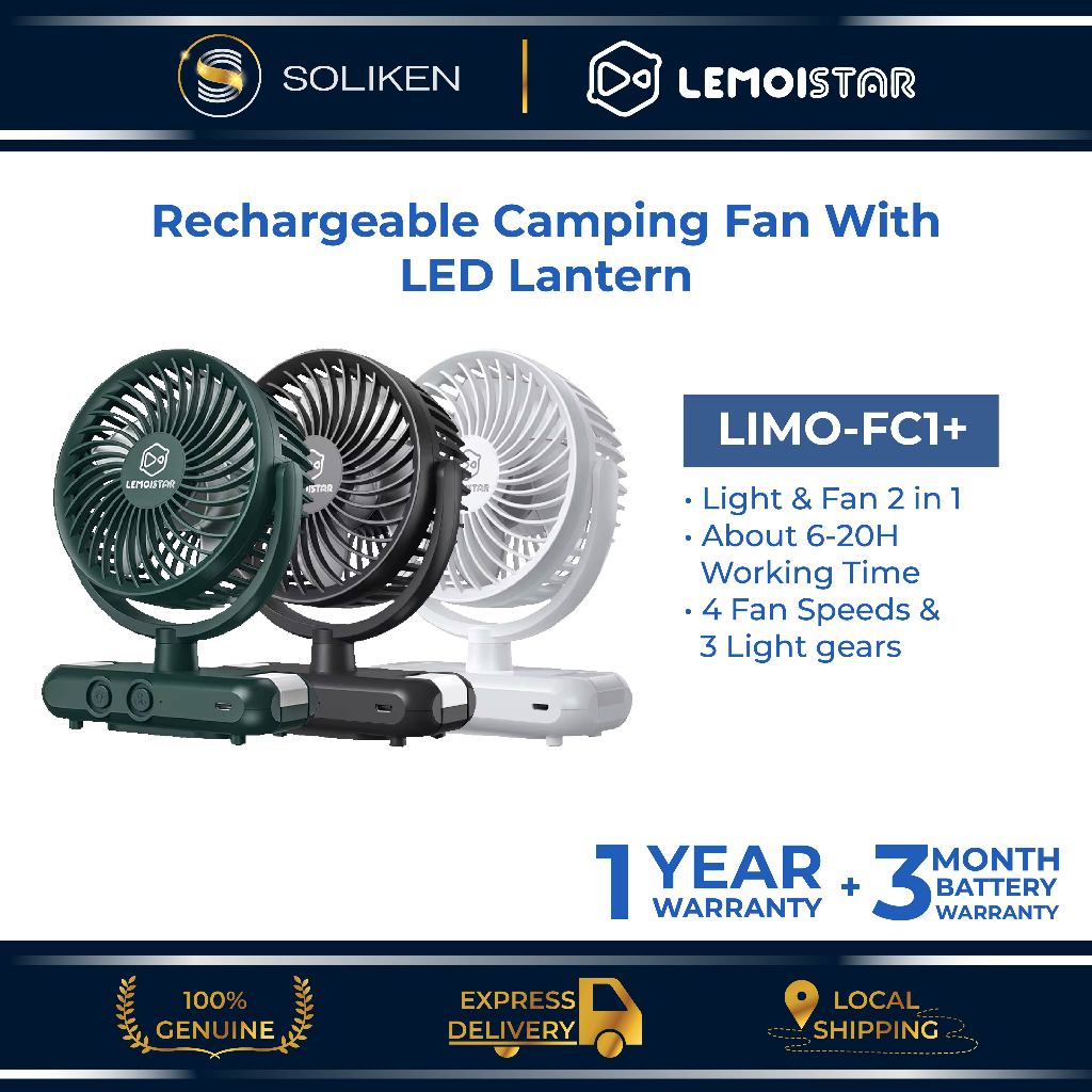 LEMOISTAR LIMO-FC1+ Camping Fan with LED Lantern 4 Inch 4000mAh Air ...