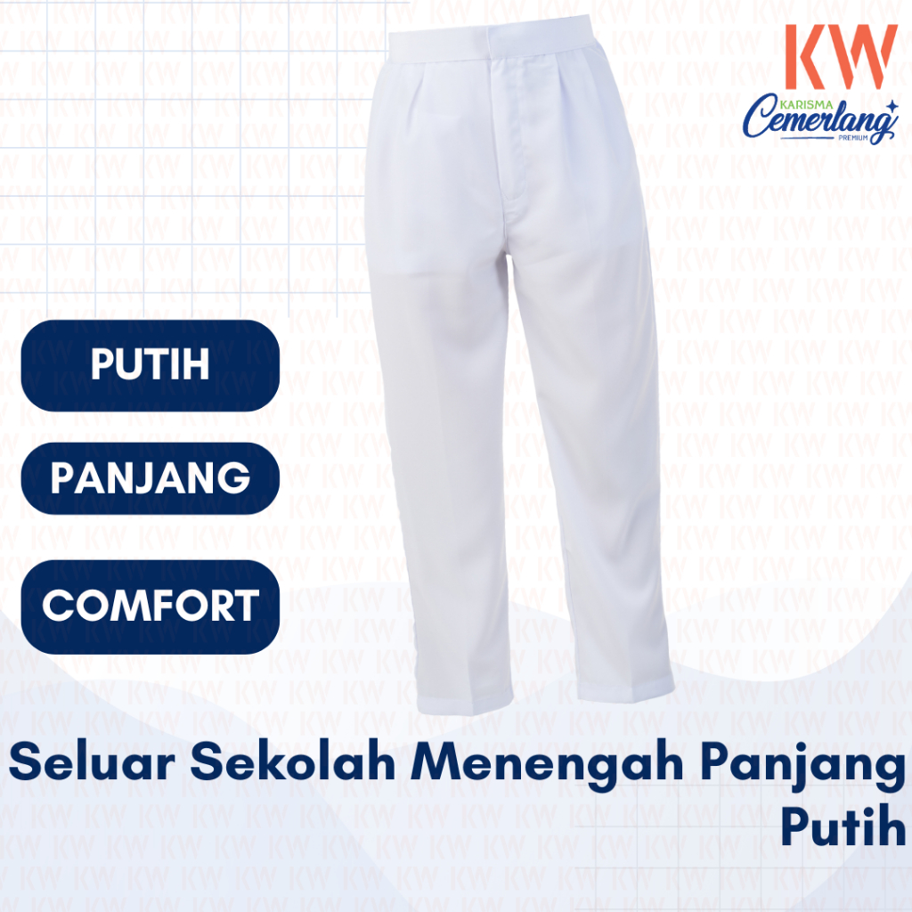 KC SELUAR SEKOLAH MENENGAH PANJANG PUTIH WITH ZIP AND POCKET Secondary ...