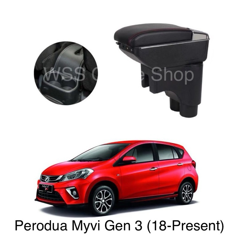 Arm Rest Console Box (Double Layer + USB Port) with Red Lining [Perodua ...