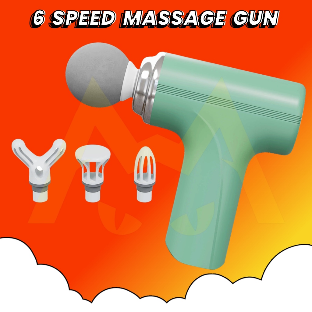 Professional Muscle Massage Gun 6 Speeds + 4 Heads Deep Tissue Muscle ...