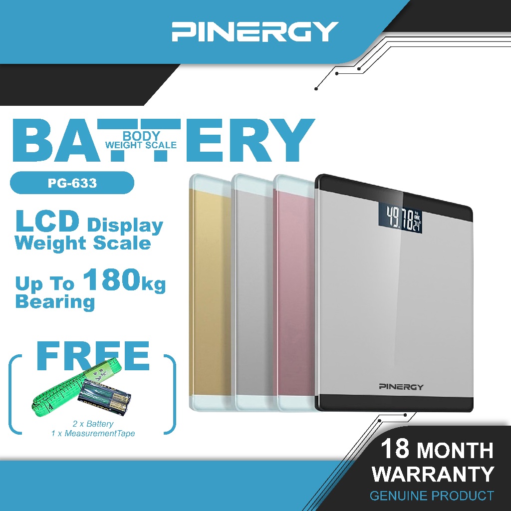 Pinergy Digital Body Weight Scale Glass Electronic Weighing Scale (PG ...