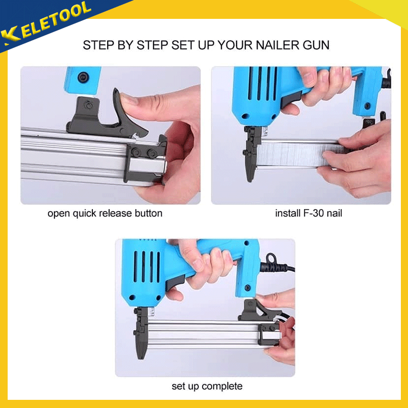 Pneumatic nail gun 2 In 1 Electric Nails Stapler Gun Framing Tacker ...