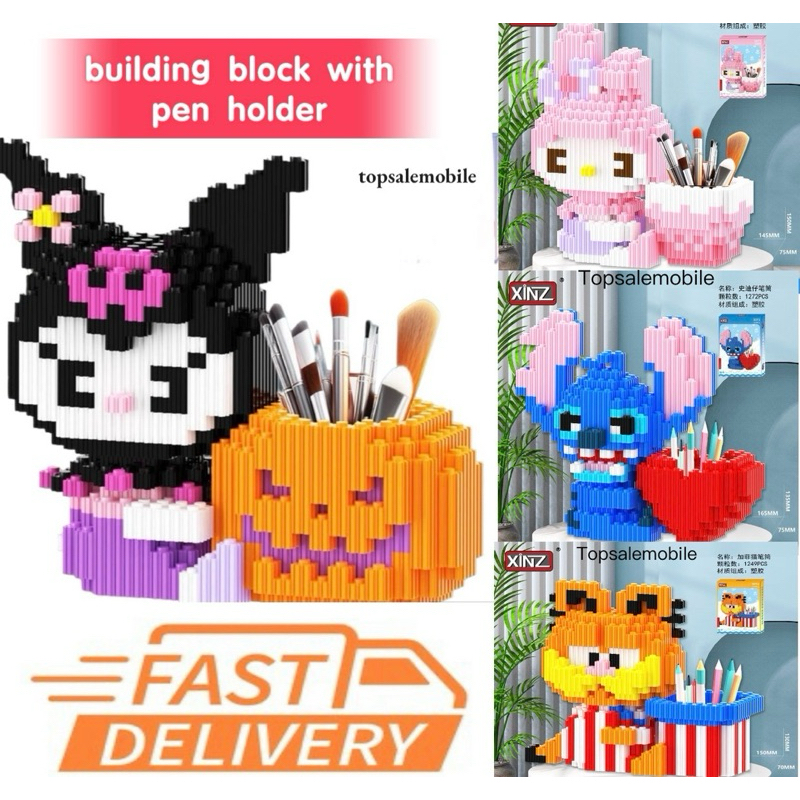 XINZ sanrio DIY building blocks creative assembly toys with pen holder ...