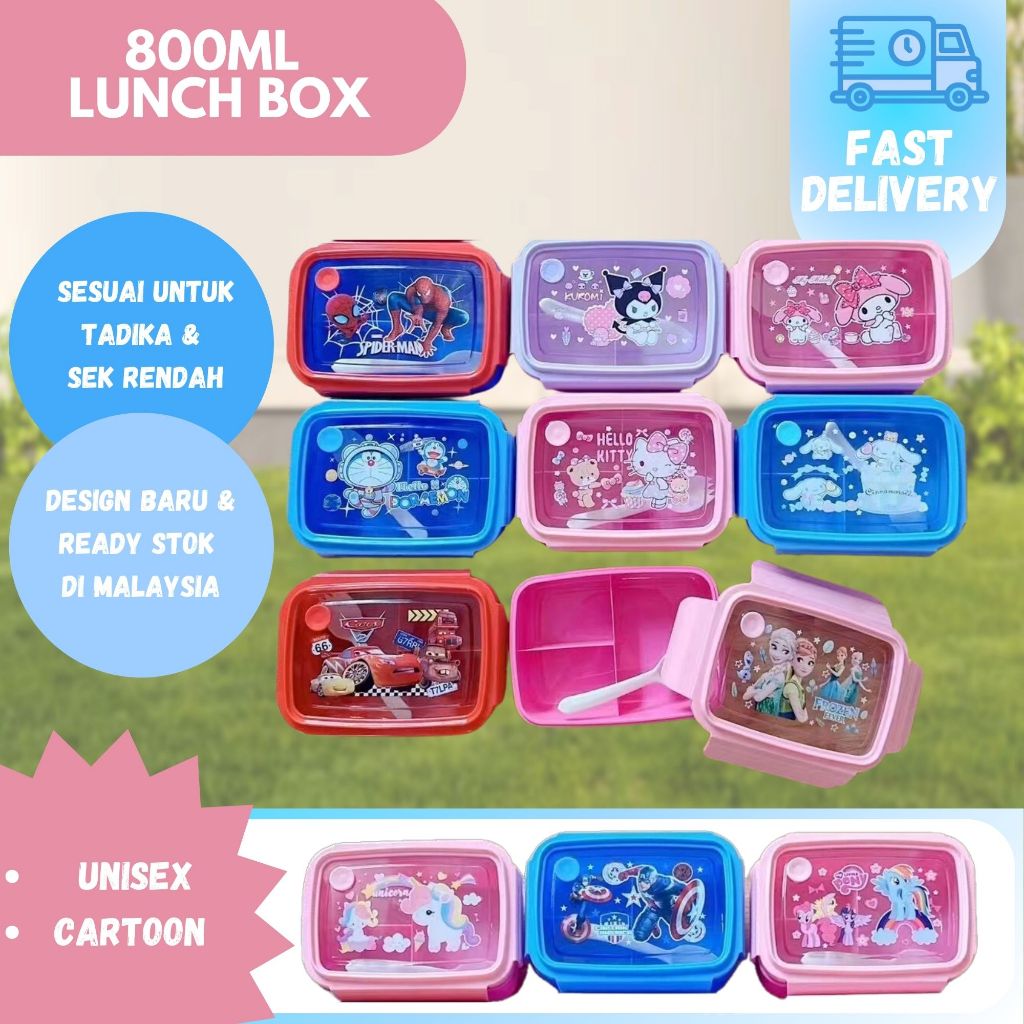 800ML / Lunch Box Design Sanrio Cartoon Kids Kanak-Kak Sekolah Rendah ...