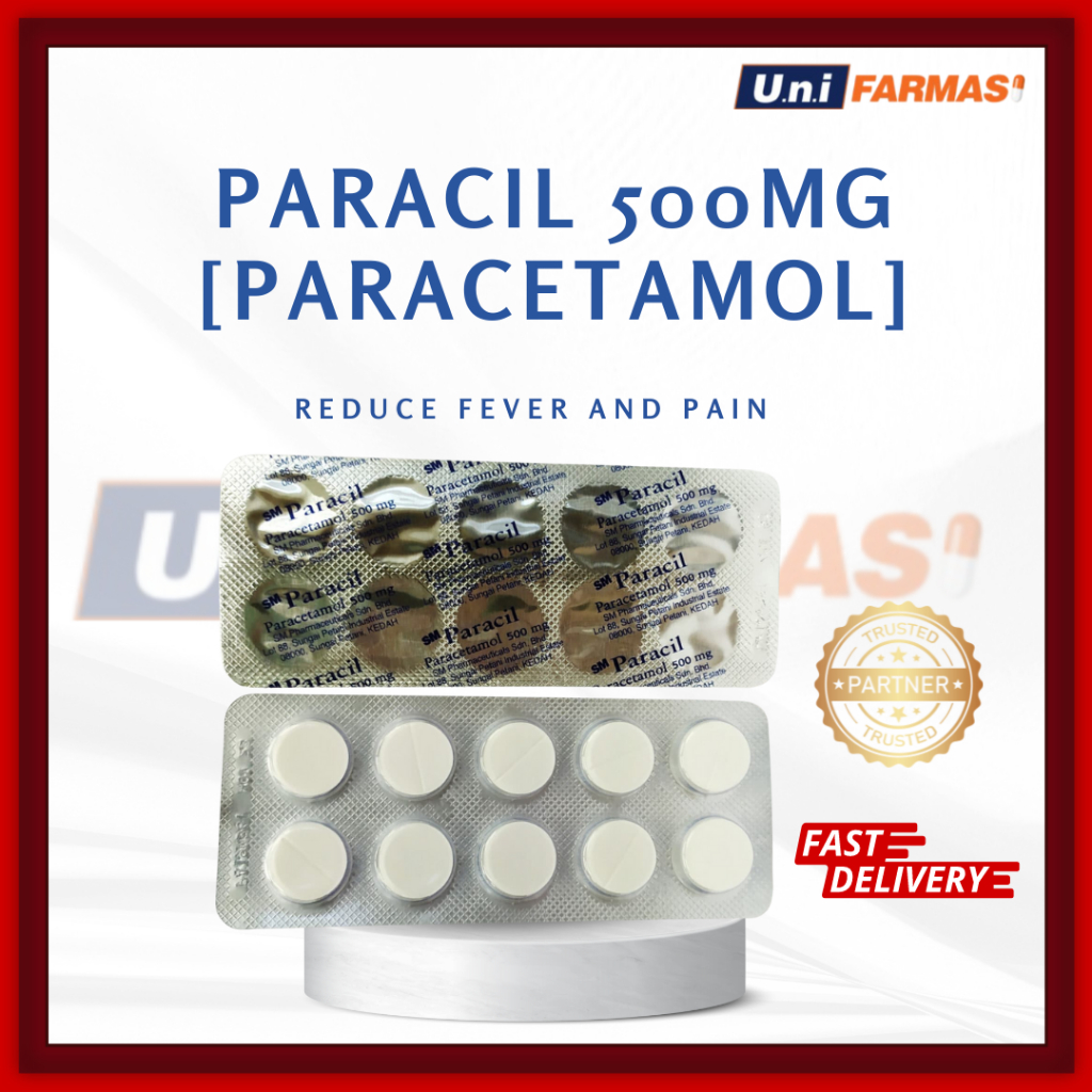 PARACIL 500MG 10 TABLETS 1 STRIP [PARACETAMOL 500MG] DEMAM/TAHAN SAKIT ...