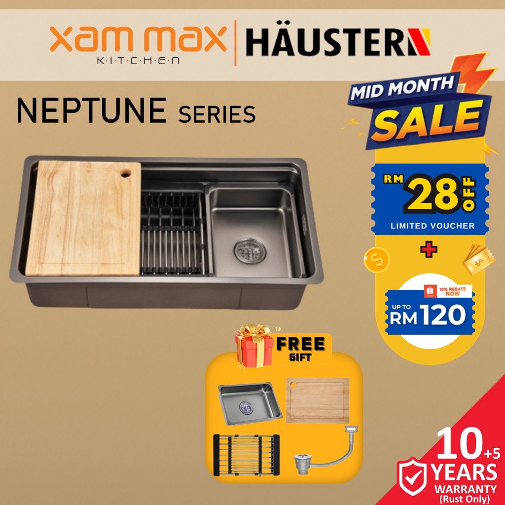HAUSTERN NEPTUNE SERIES SUS 304 Stainlees Steel Undermount Kitchen ...
