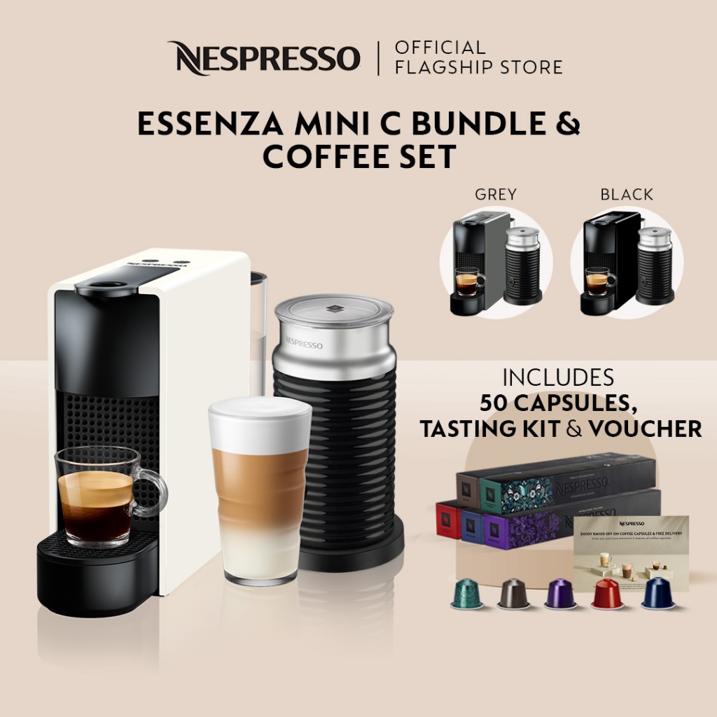 Nespresso Essenza Mini C Range Coffee Machine Bundle with Coffee ...