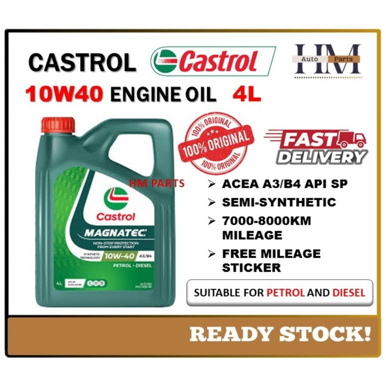 100% Original Castrol Magnatec 10W40 Semi-syn Engine oil (4L) for ...