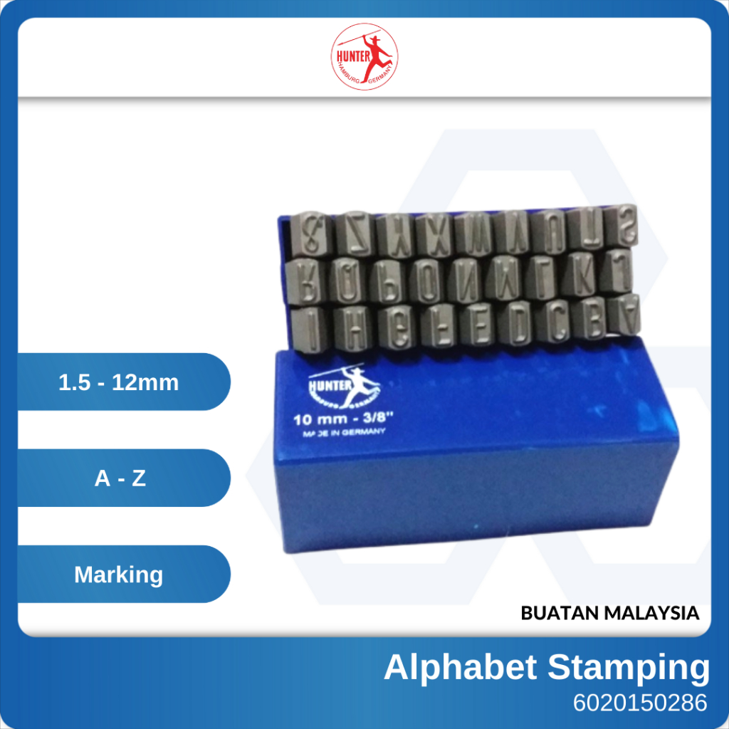 Hunter Germany 1.5mm-10mm Alphabet Stamp A-Z Punches Punch Plate Board ...