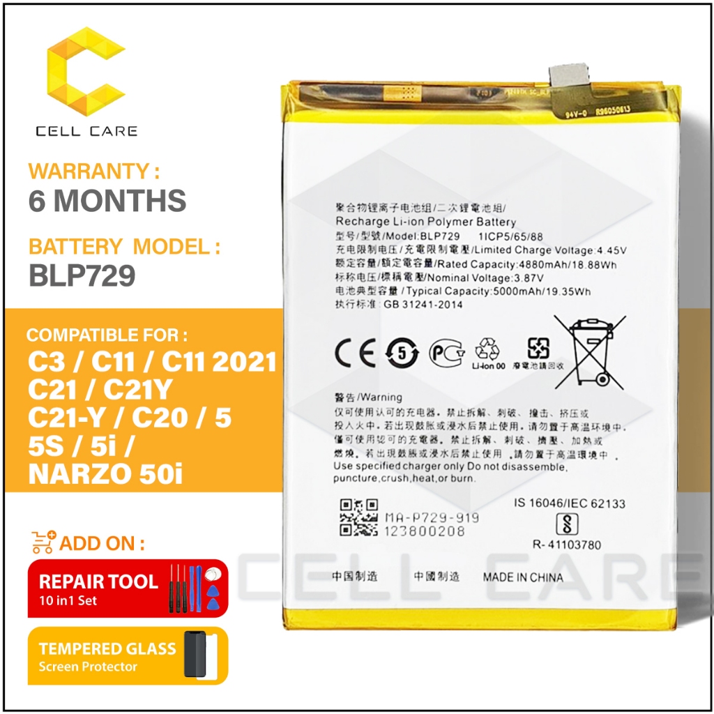 CellCare Battery Compatible For REALM C3/ REALM C11/ REALM C21 C21Y ...