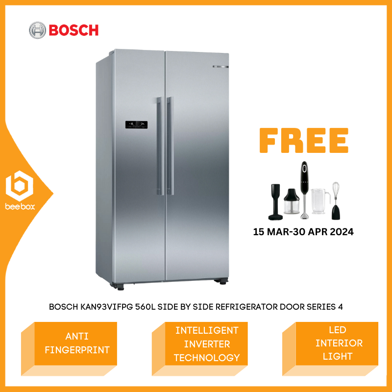 Bosch 560L Side by Side Refrigerator KAN93VIFPG Stainless Steel Series ...