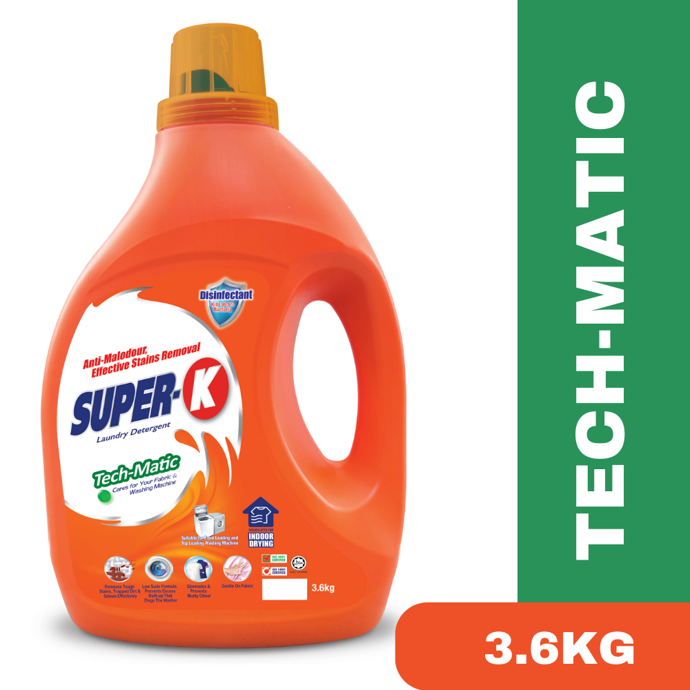 Super-K Laundry Liquid Detergent 3.6kg - Tech-Matic | Shopee Malaysia