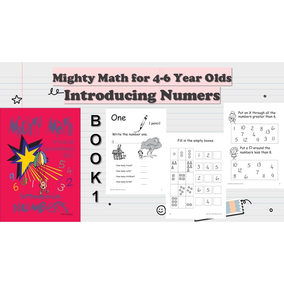 [PRE442] 36 pages Mighty Math for 4-6 year Olds_ Introducing Numbers Worksheet for Pre-school ...
