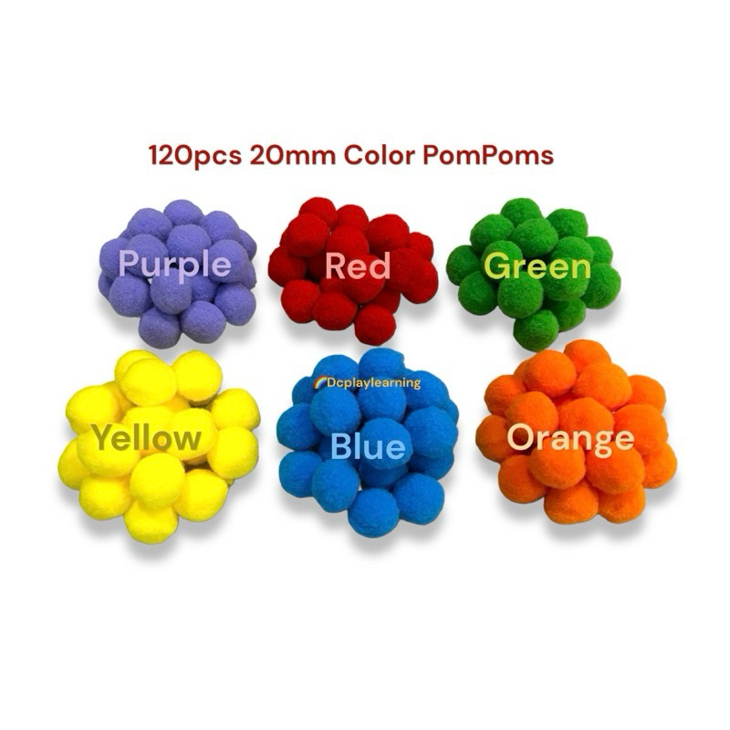 PREMIUM Quality Colors Pom Pom 15mm 20mm 40mm Montessori Sensory Play ...