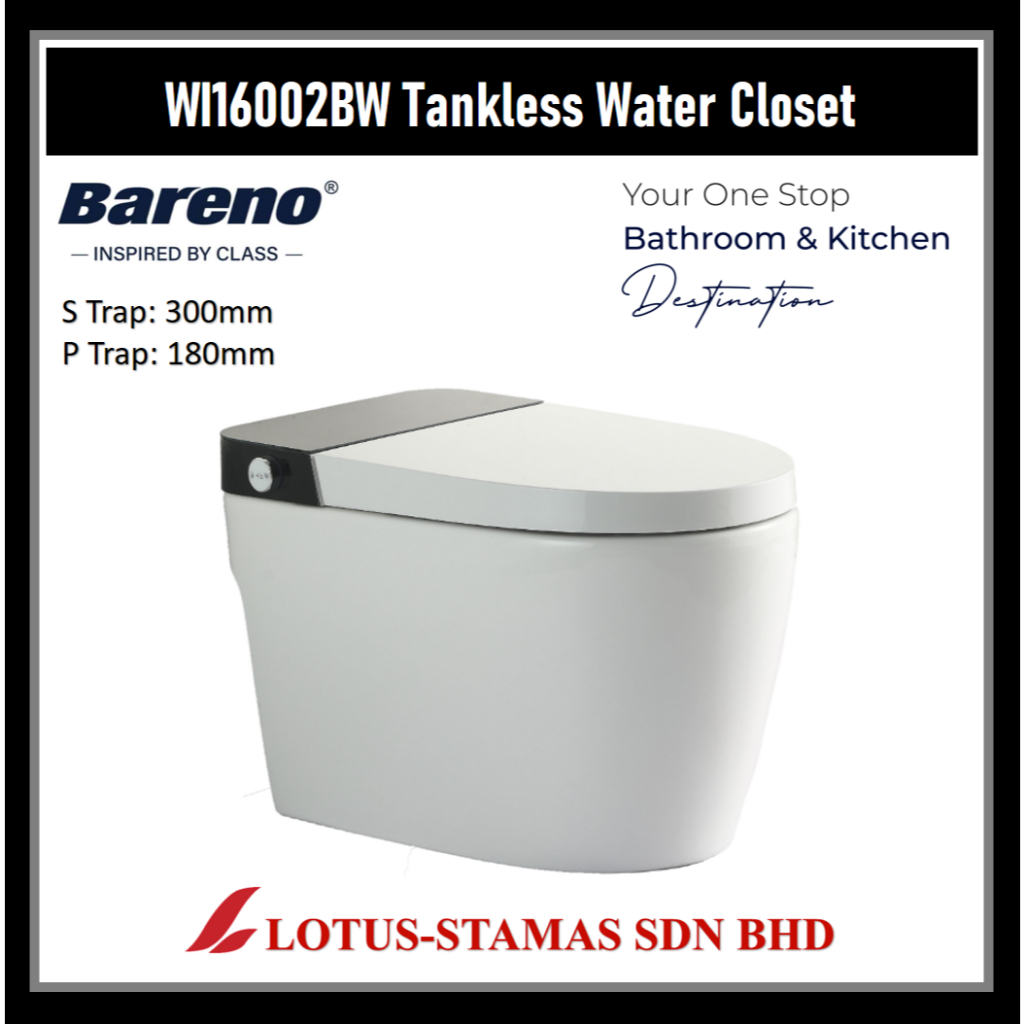 BARENO 16002 ONE PIECE TANKLESS ELECTRIC SMART WC WATER CLOSET WITH ...