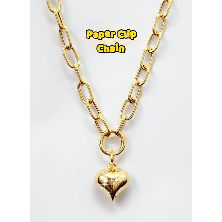 Wing Sing Rantai Leher Paper Clip Emas 916 / 916 Gold Designer Paper ...