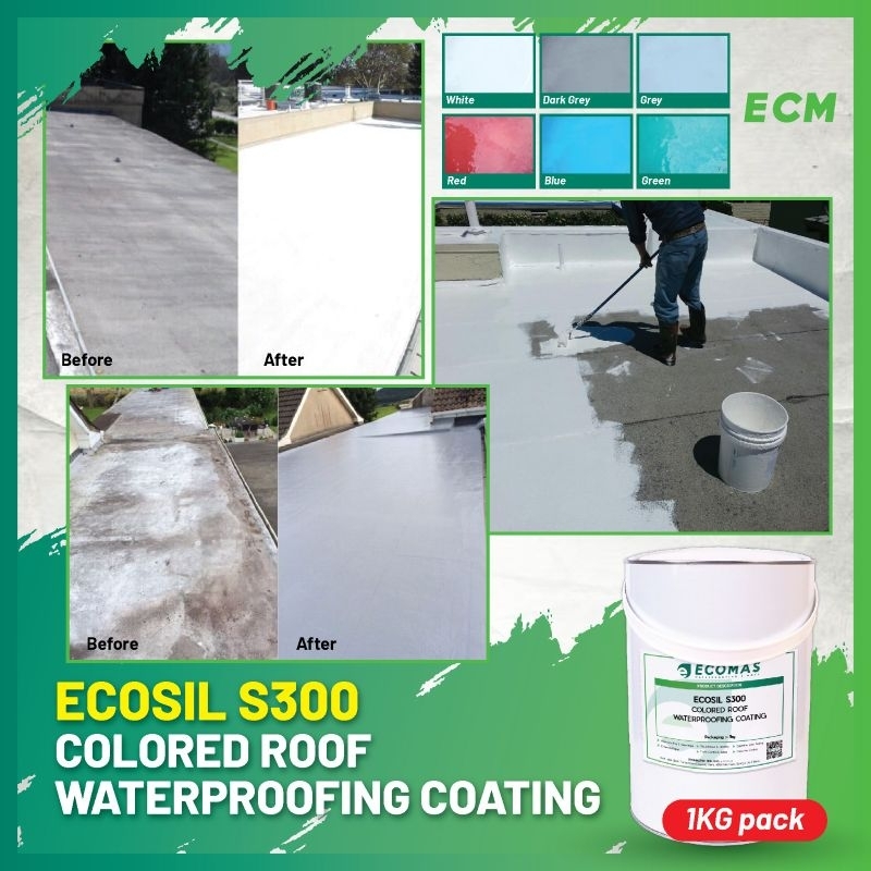 (4KG PACK) ECOSIL S300 COLORED ROOF WATERPROOFING COATING / CAT KALIS ...